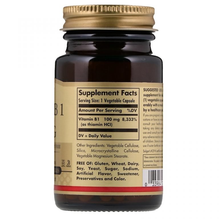Solgar, vitamina B1, 100 mg - Wellnessere
